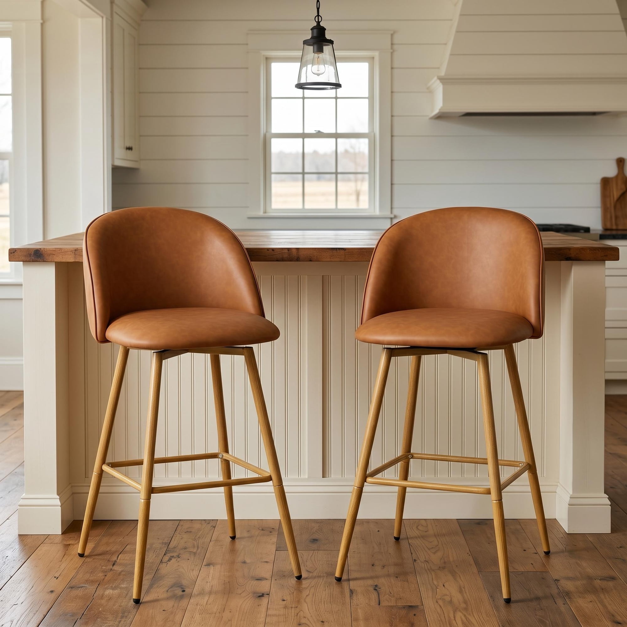 Click here for Homy Casa Set Of 2 24.4 Swivel Bar Stools  Brown F... prices