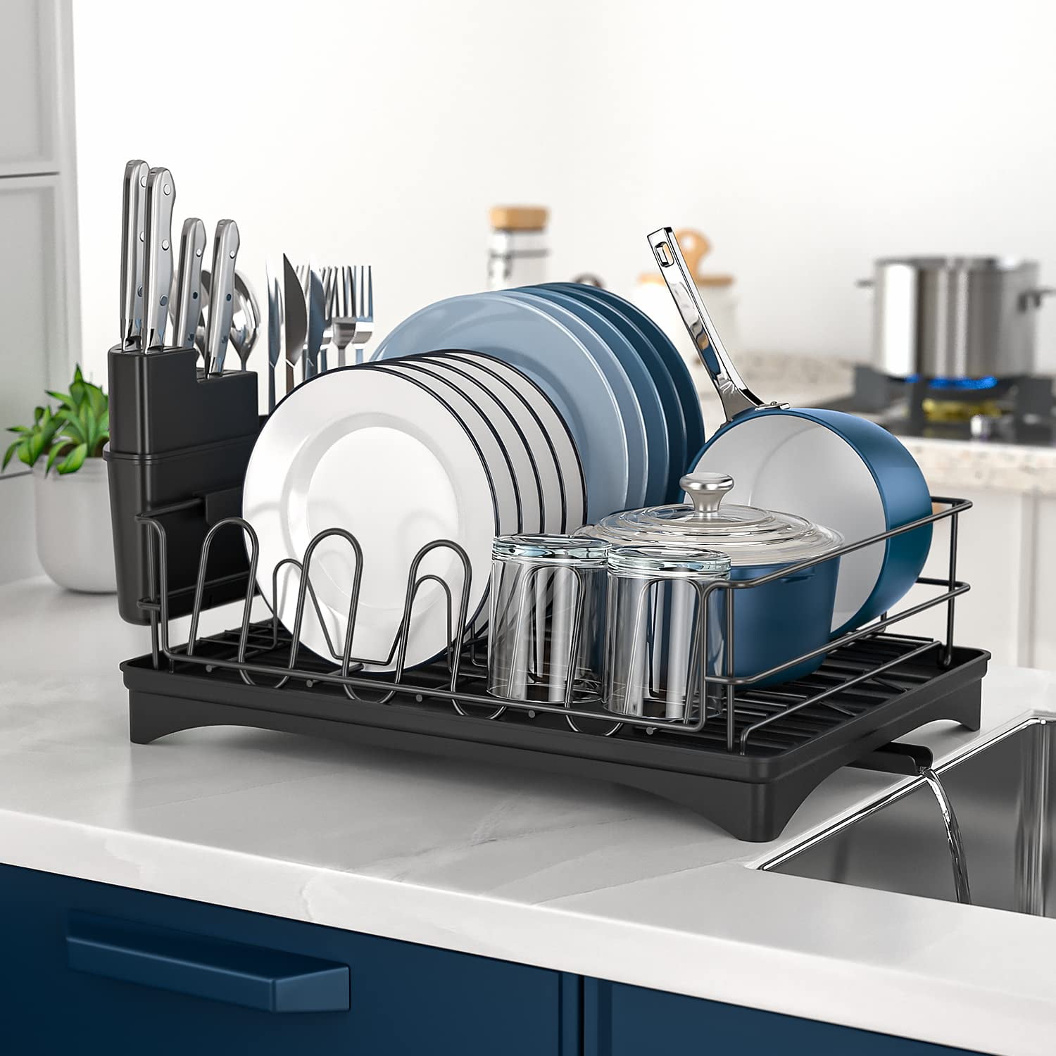 Dish Drying Rack with Drainboard Small Stainless Steel Dish Drainer ...