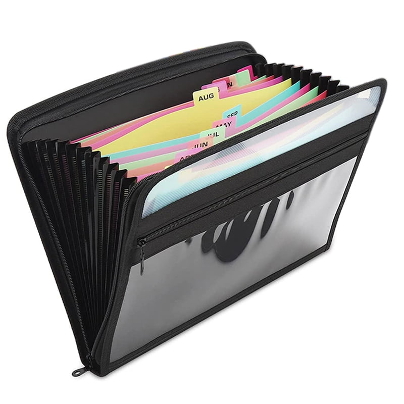 Color File Folder with Zipper,13Pocket Expandable File Holder,A4 Size ...