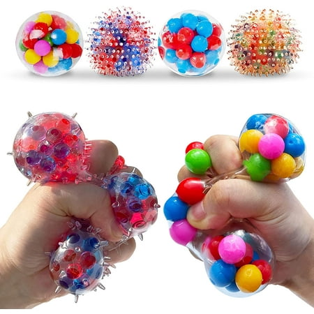 Stress Balls for Kids and Adults 4 squishies Balls Water Bead Stress ...