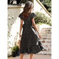 Black Polka Dot Wrap V-Neck Cap Sleeve Midi Dress For Women - Walmart.com