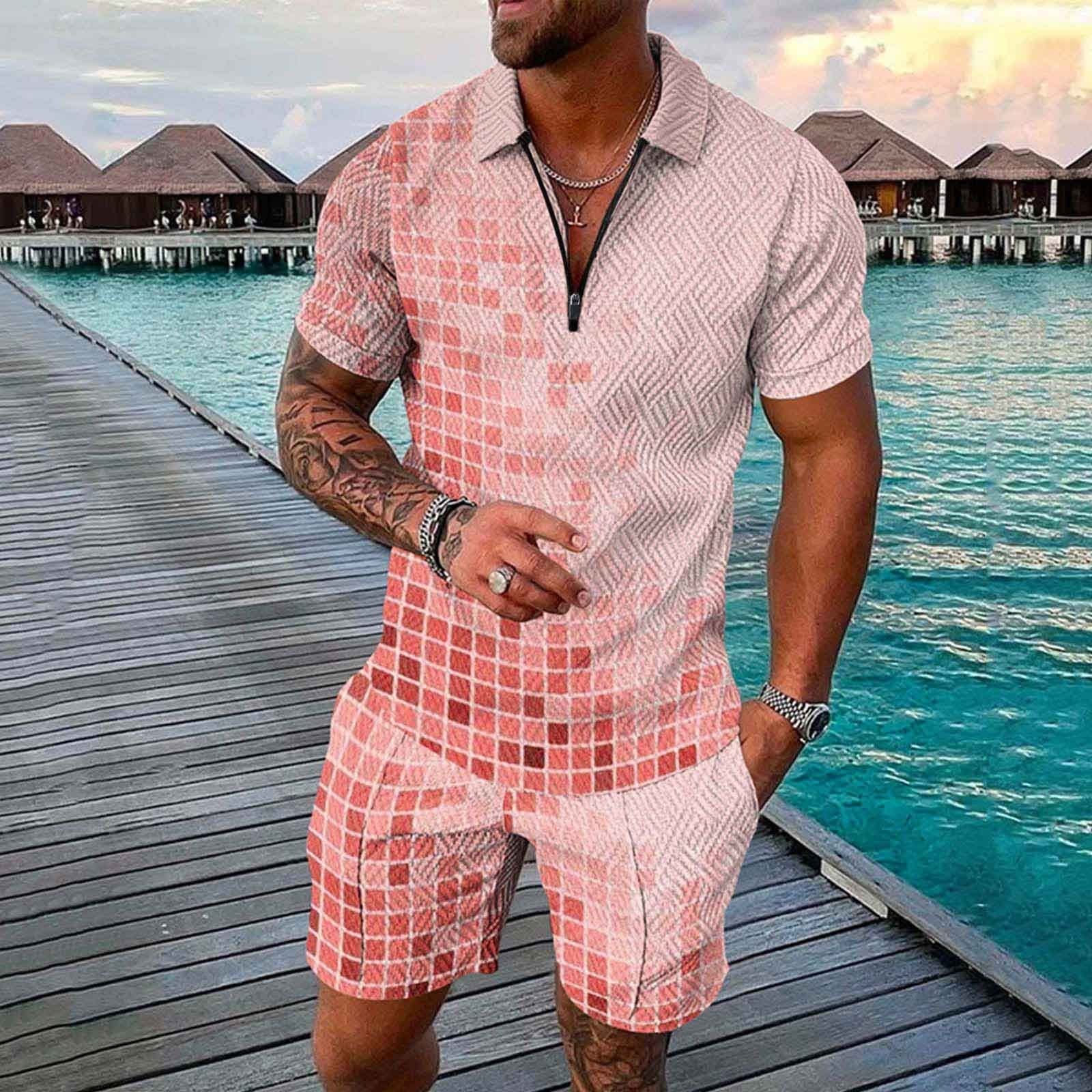 Tmgone Mens Short Sets Outfits 2 Piece Summer Tracksuit Short Sleeve