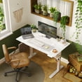 INNOVAR Glass Standing Desk with Drawers, Electric 55×24 inch ...