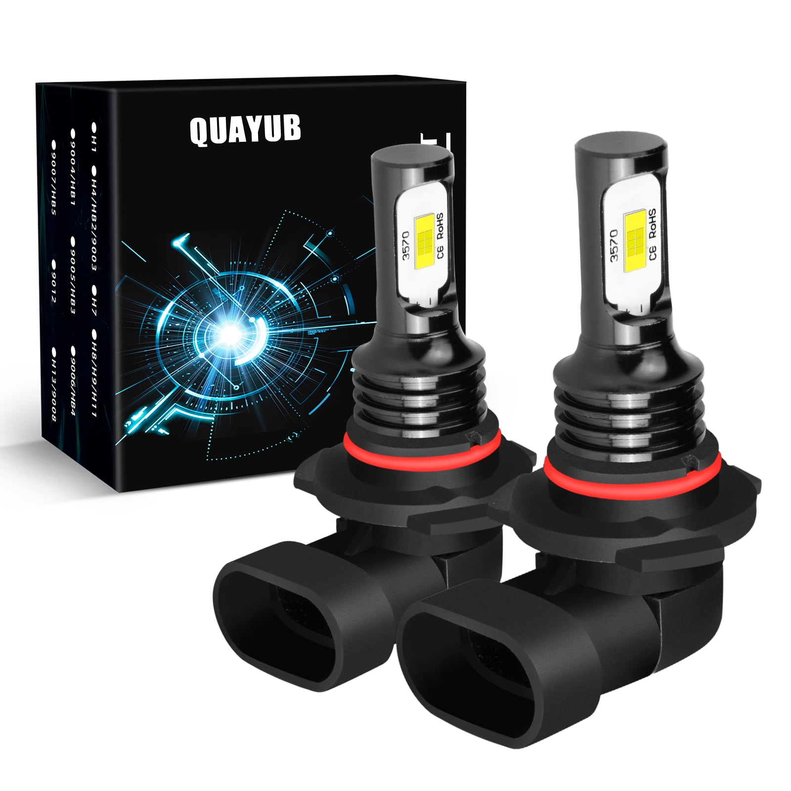 9005 9006 LED Headlights Kit Combo Bulbs 8000K High Low Beam Brightest ...