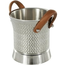 DecMode Oval Stainless Steel Metal Long Bronze Ice Bucket with Leather ...