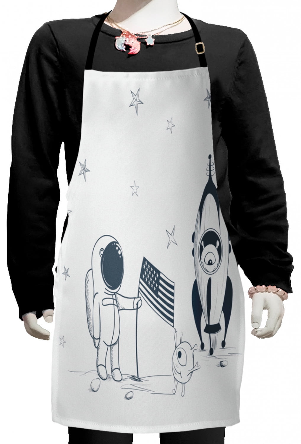 Astronaut Kids Apron, Cosmonaut with Aliens on New Planet Planting ...