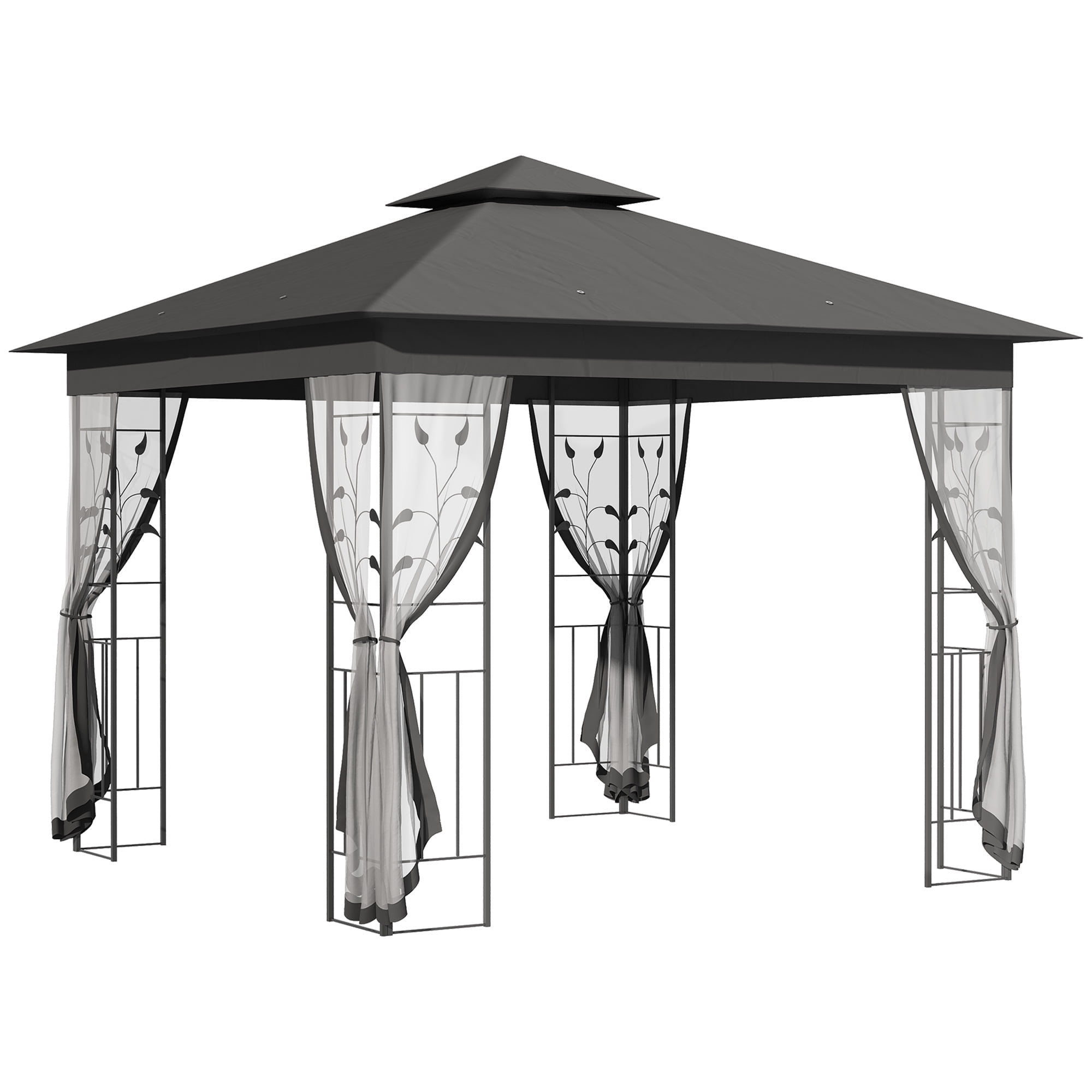 Outsunny Pavillon de Terrasse 10 Pieds x 10 Pieds, Auvent de Pavillon ...