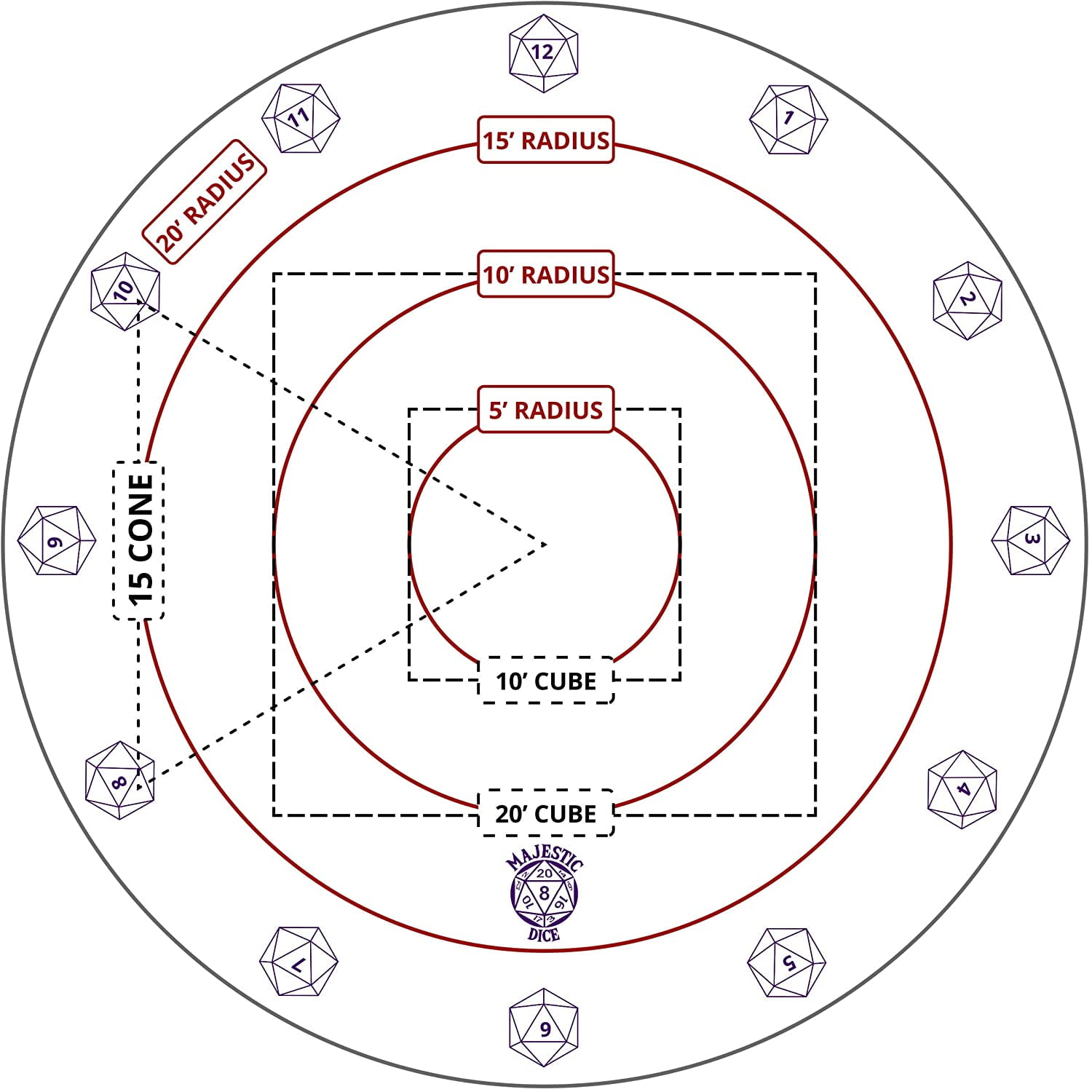 AOE Damage Marker D&D Area Effect Template - 1" Grid or Hex Tabletop ...