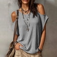 AHTJRT Cold Shoulder Shirts for Women Crew Neck Short Sleeve Tee Tops ...