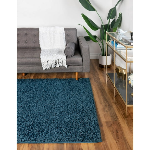 Rugs.com Comfort Solid Shag Collection Rug – 9' x 12' Sapphire Blue ...