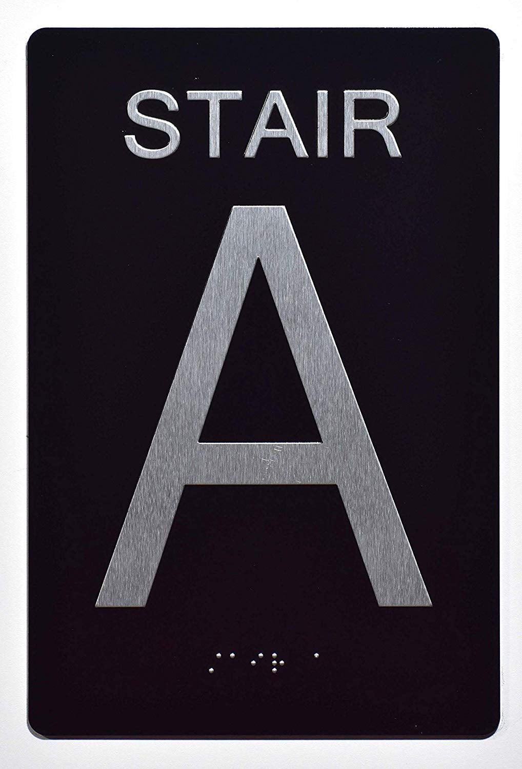 Stair A Sign -Stair Number Sign Black (Aluminium, Black/Silver,Size 6x9 ...