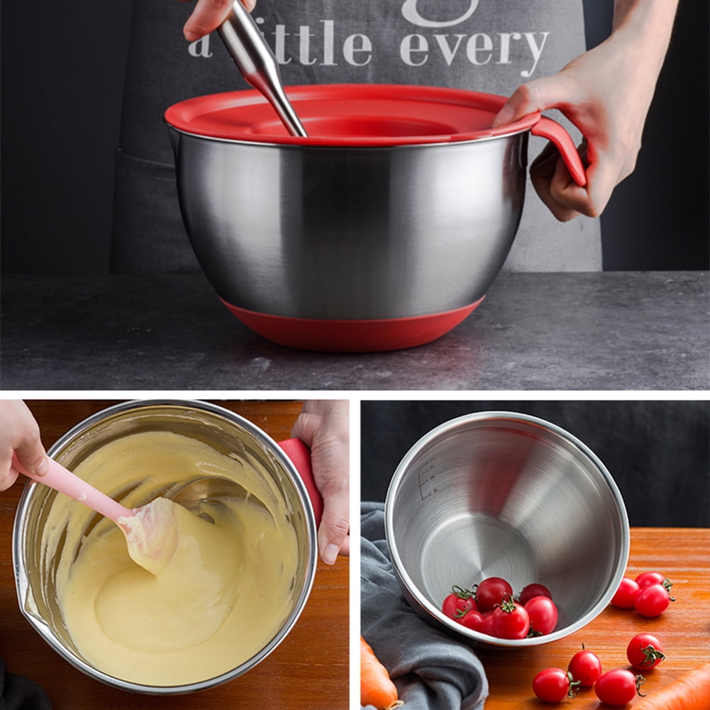 kiskick Stainless Steel Mixing Bowl Lid Grater Cake Salad Food ...