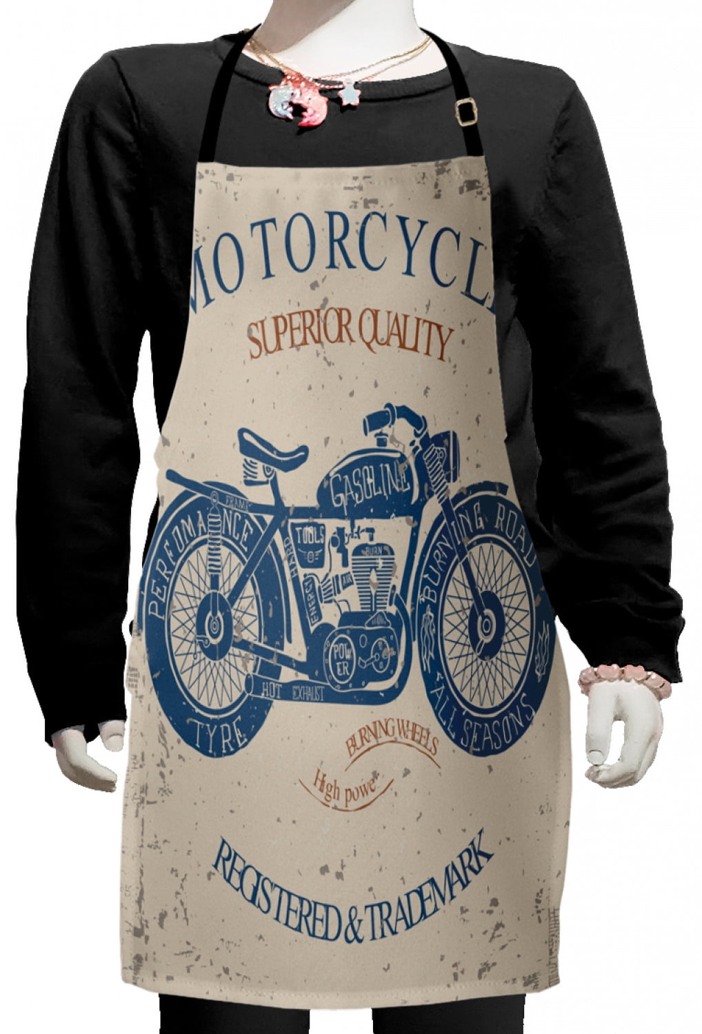 Vintage Kids Apron, Retro Style Bike Grunge Background Classic Wheels ...