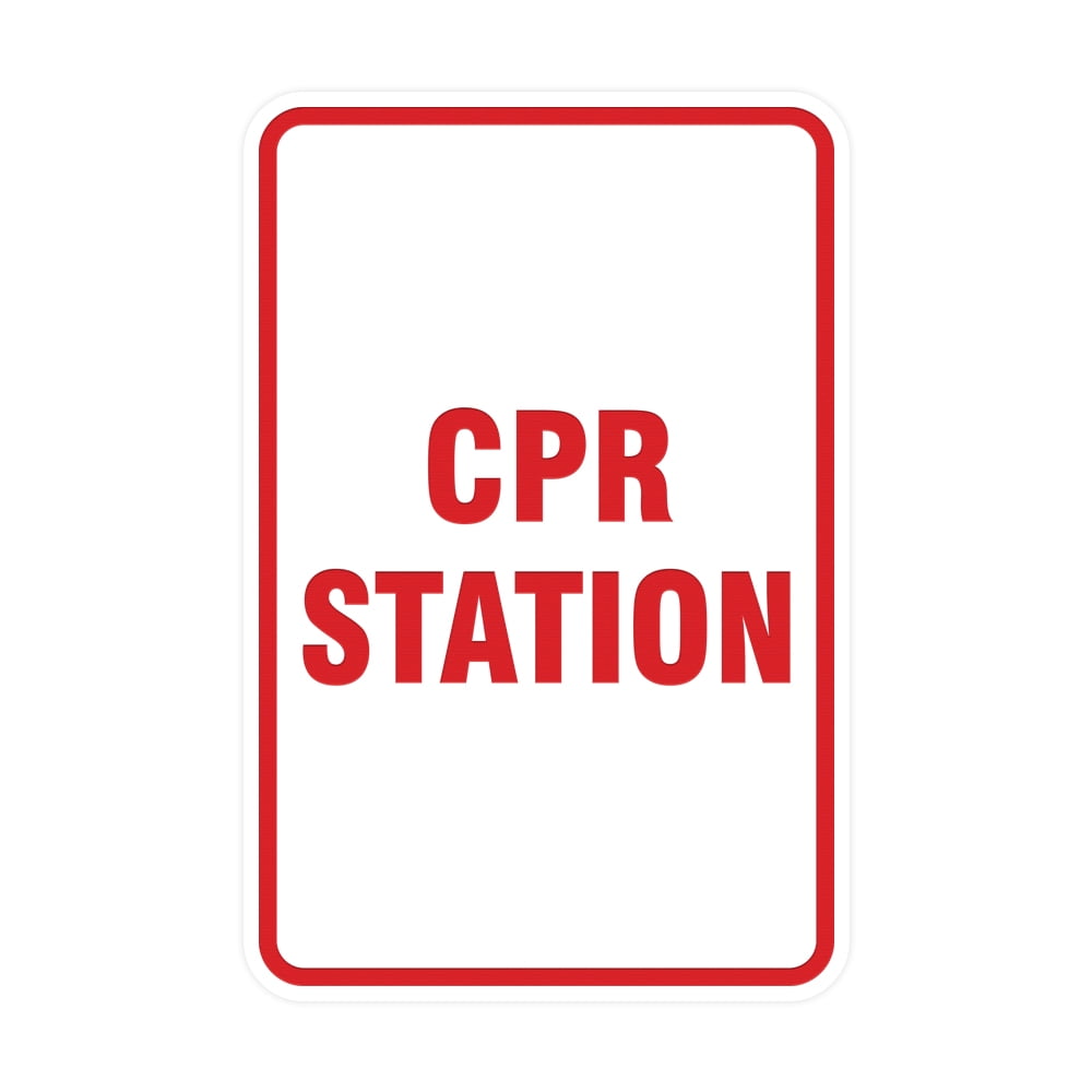 Portrait Round Cpr Station Sign (White/Red) - Large 6" x 8" - Walmart.com