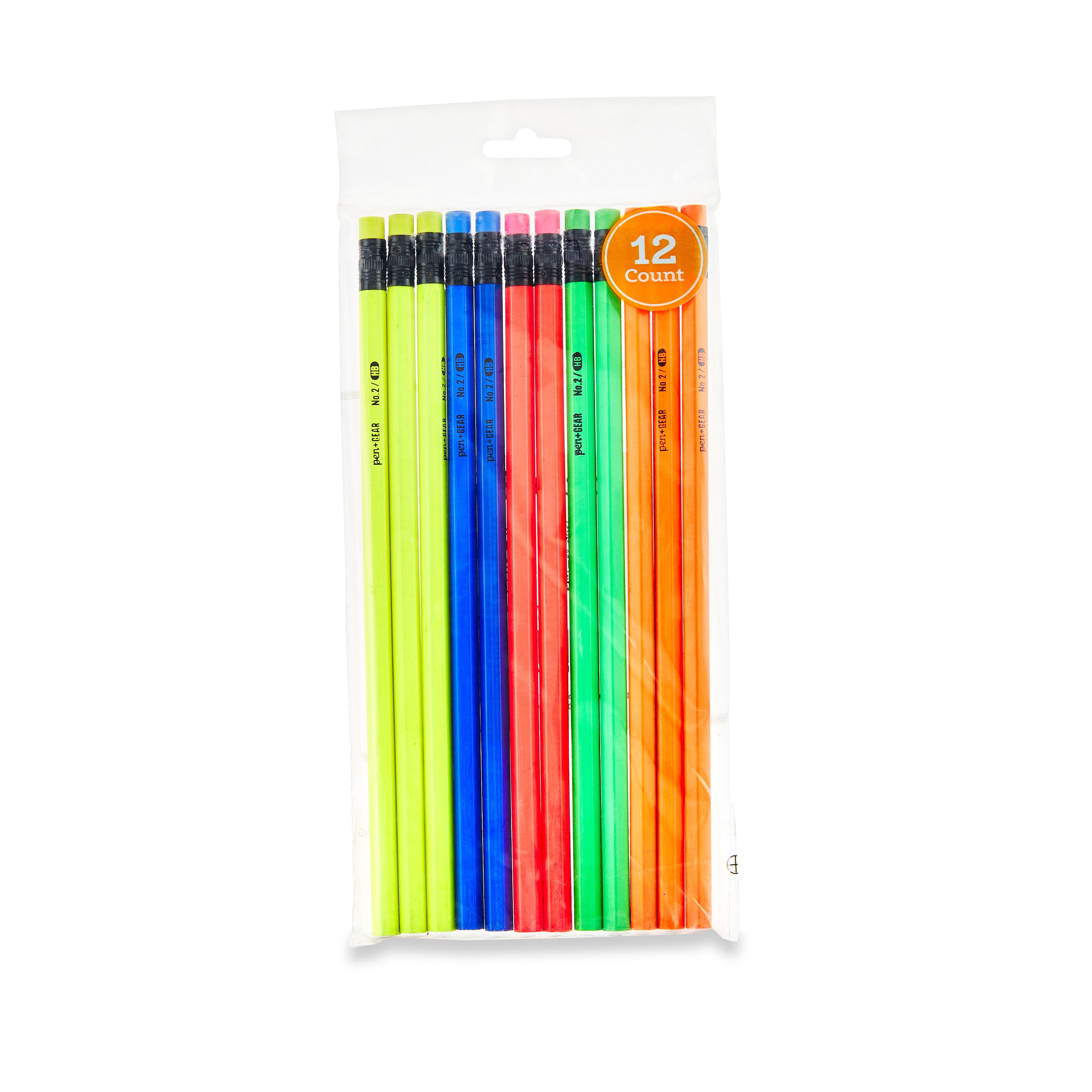 Pen + Gear No. 2 Wood Pencils, Assorted Neon Colors, 12 Count, Reward ...