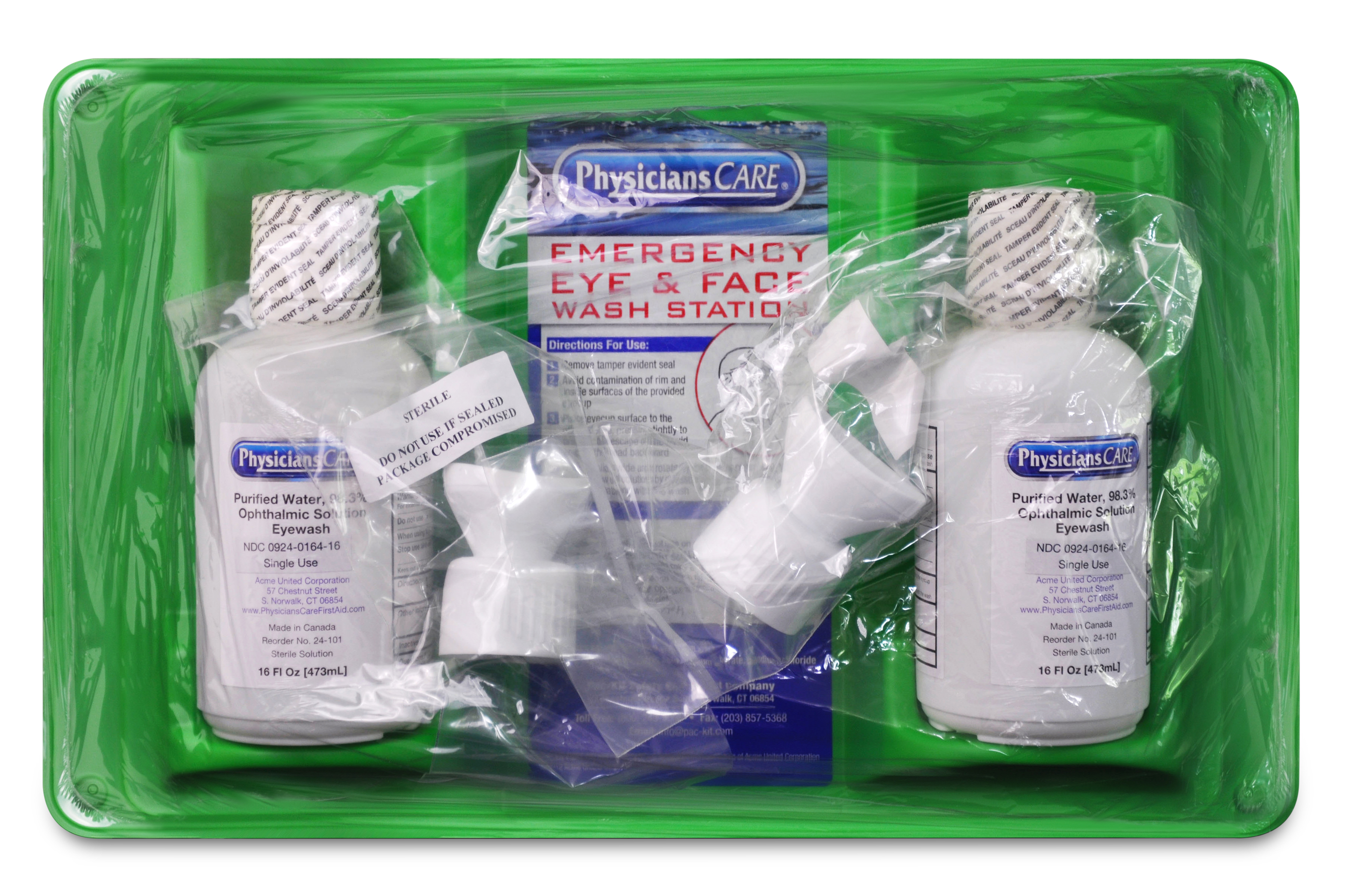Physician Care 2-16 oz bottles Emergency Eye Flush Stations Easy Access ...