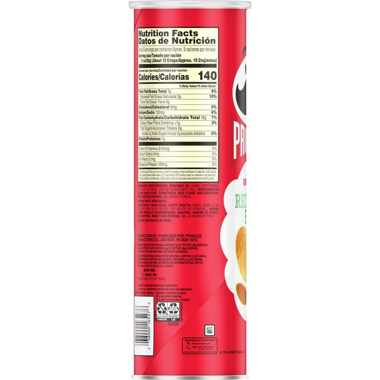 Pringles Nutrition Facts Label