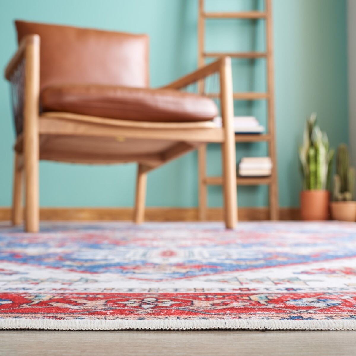 SAFAVIEH Tucson Jayla Traditional Machine Washable Area Rug, 4' x 4 ...