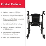 Equate Rolling Walker for Seniors, Rollator with Seat and Wheels, Black ...