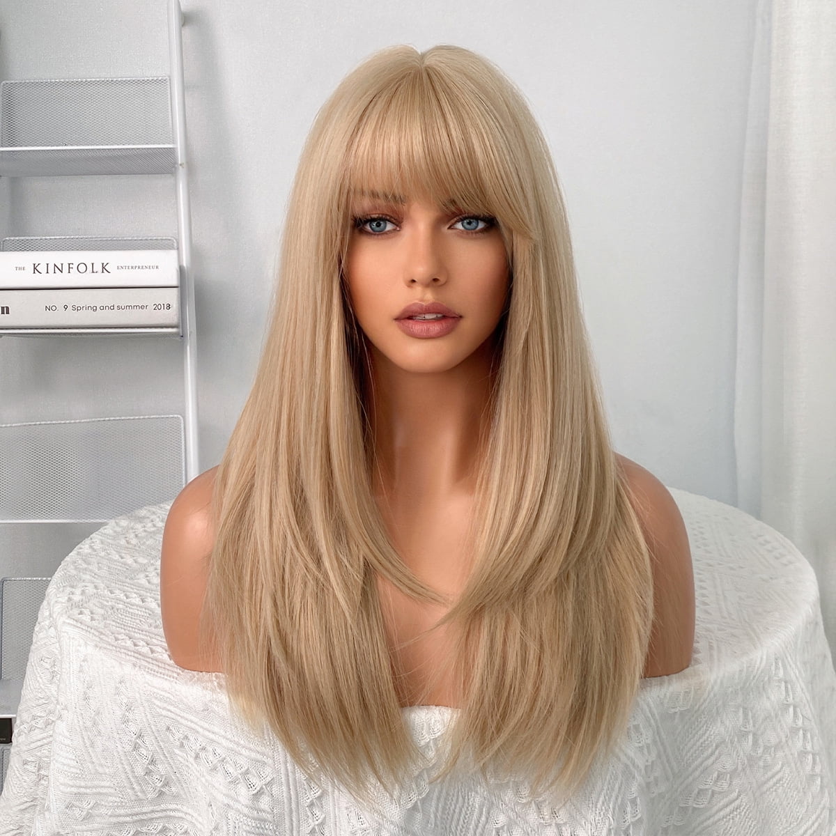 Click here for Jinsinto 24 Inches Platinum Blonde Wig With Bangs... prices