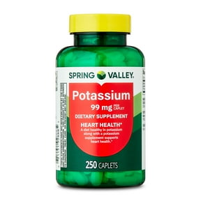 Spring Valley Potassium Heart Health Dietary Supplement Caplets, 99 mg ...