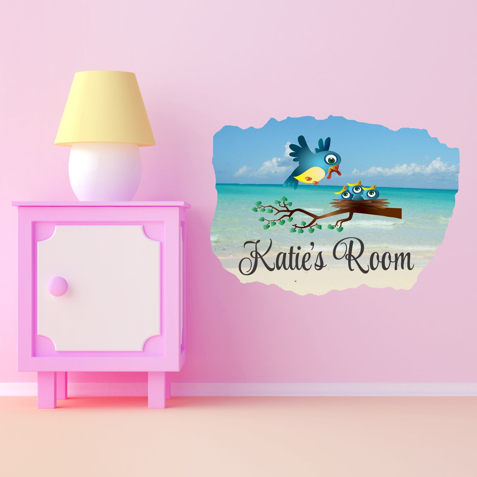 Animal Watercolor Custom Name Wall Decals for Kids Room - Beach Ocean ...