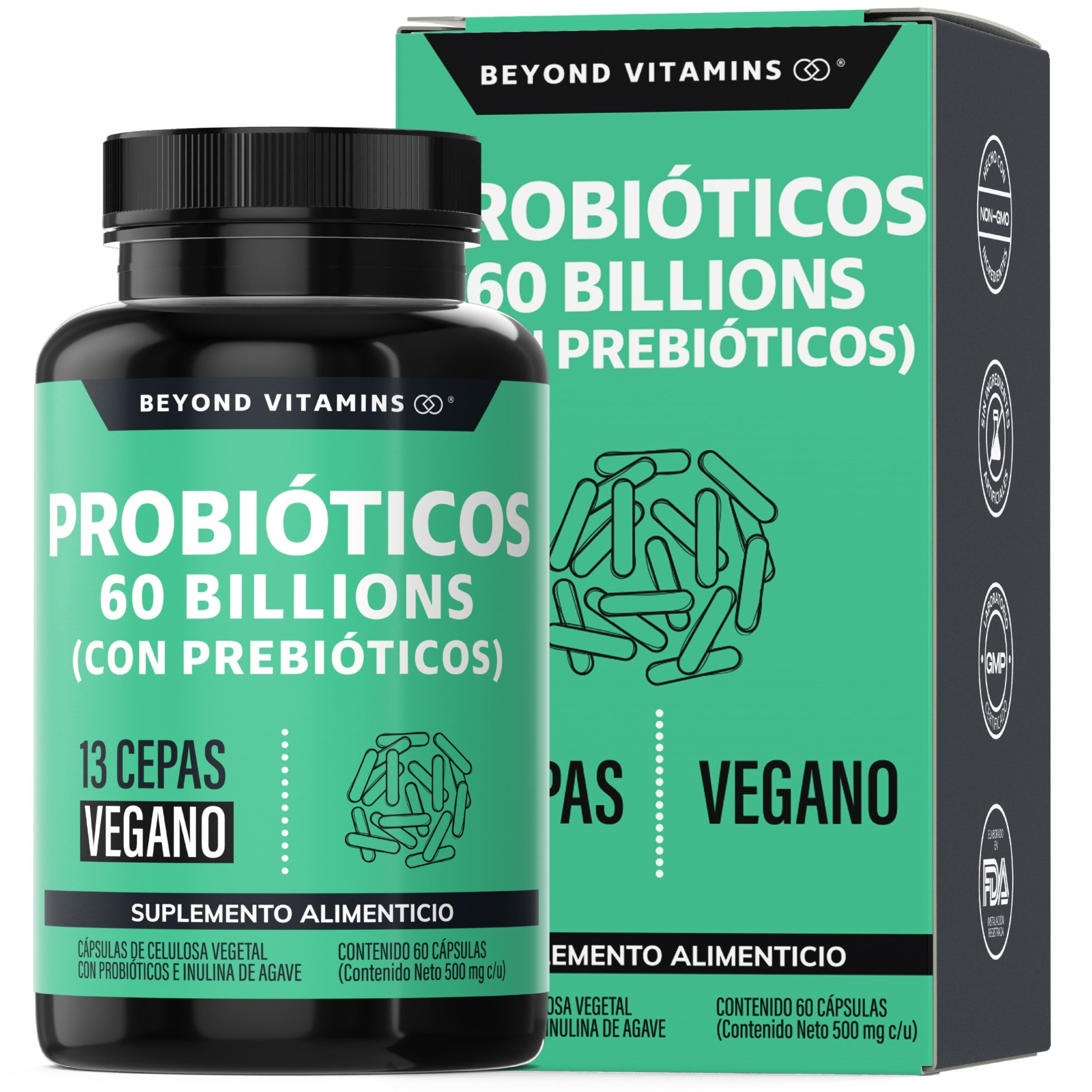 Probioticos 60 Billion UFC + Prebióticos Beyond Vitamins 60 Cápsulas ...