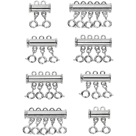 JOYWEI 8Pcs Layer Clasp Silver Necklace Connector Slide Clasp Lock ...