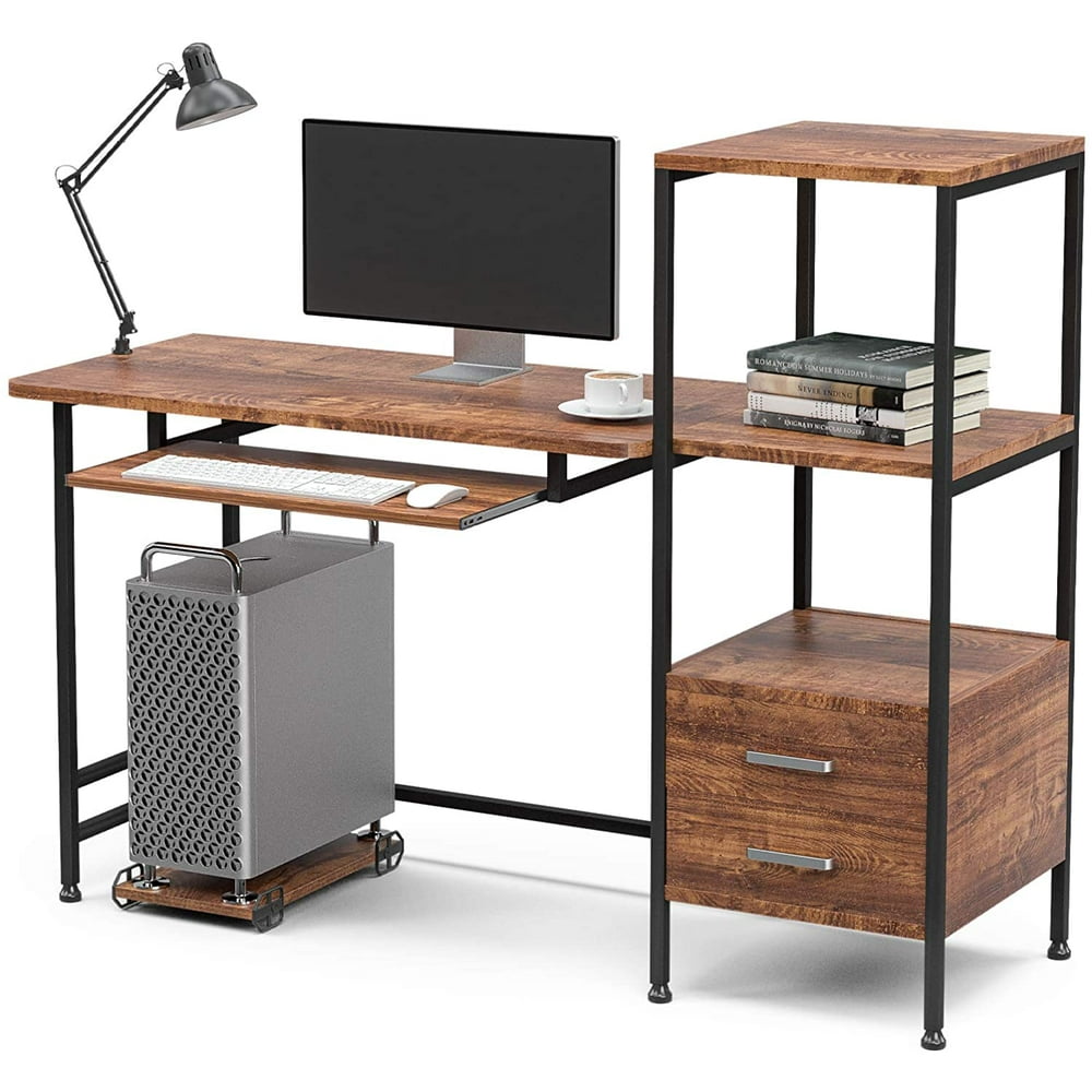 Mecor Computer Desk with 2 Drawers/Keyboard Tray, 55 Mecor Computer Desk with 2 Drawers/Keyboard Tray, 55