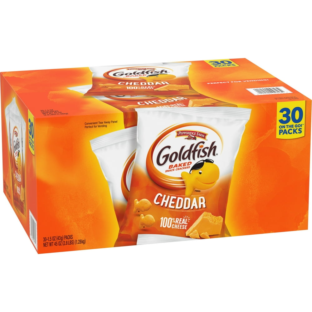 Pepperidge Farm Goldfish Cheddar Crackers, 1.5 oz. Snack Packs, 30 ...
