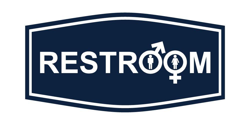 Fancy Restroom, Unisex Symbols Sign (Navy Blue / White) - Small ...