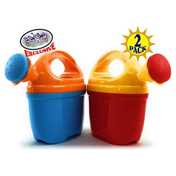 Mattys Toy Stop 7" Two Piece Plastic Watering Cans for Kids Blue/Orange ...