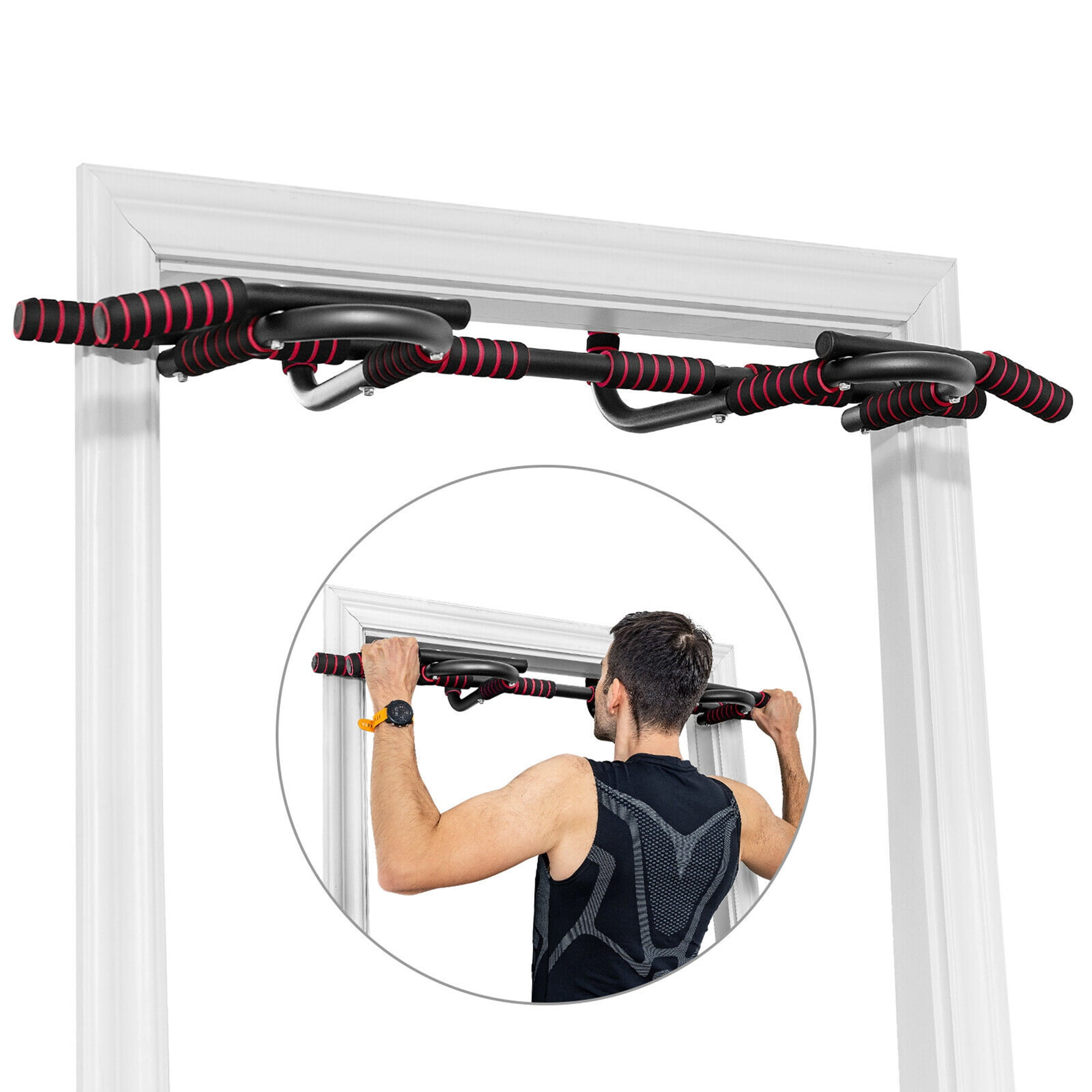 Gymax Multi-Purpose Pull Up Bar Doorway Fitness Chin Up Bar No Screw ...