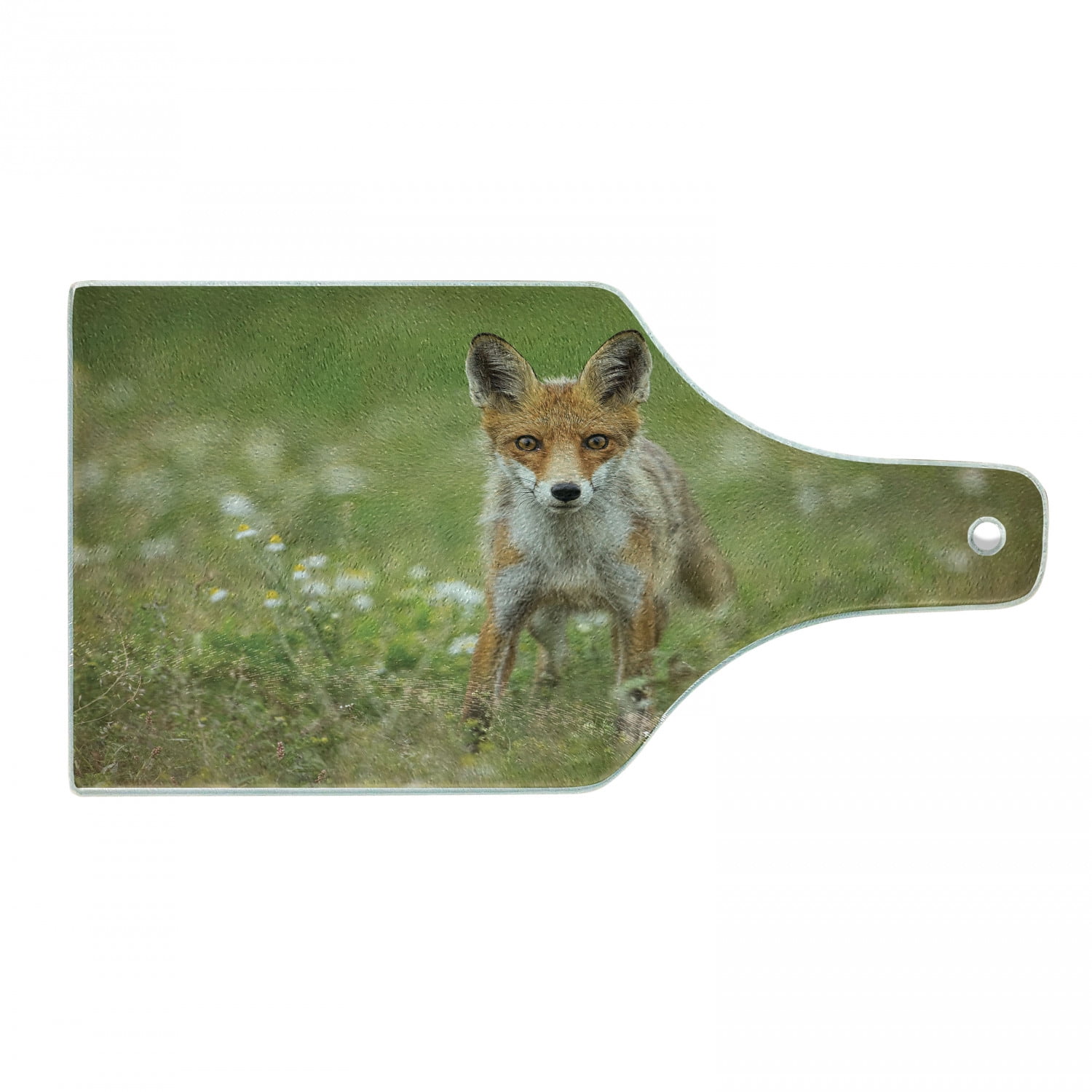 Fox Cutting Board, Photo of a Young Curious Coyote on Green Meadow ...