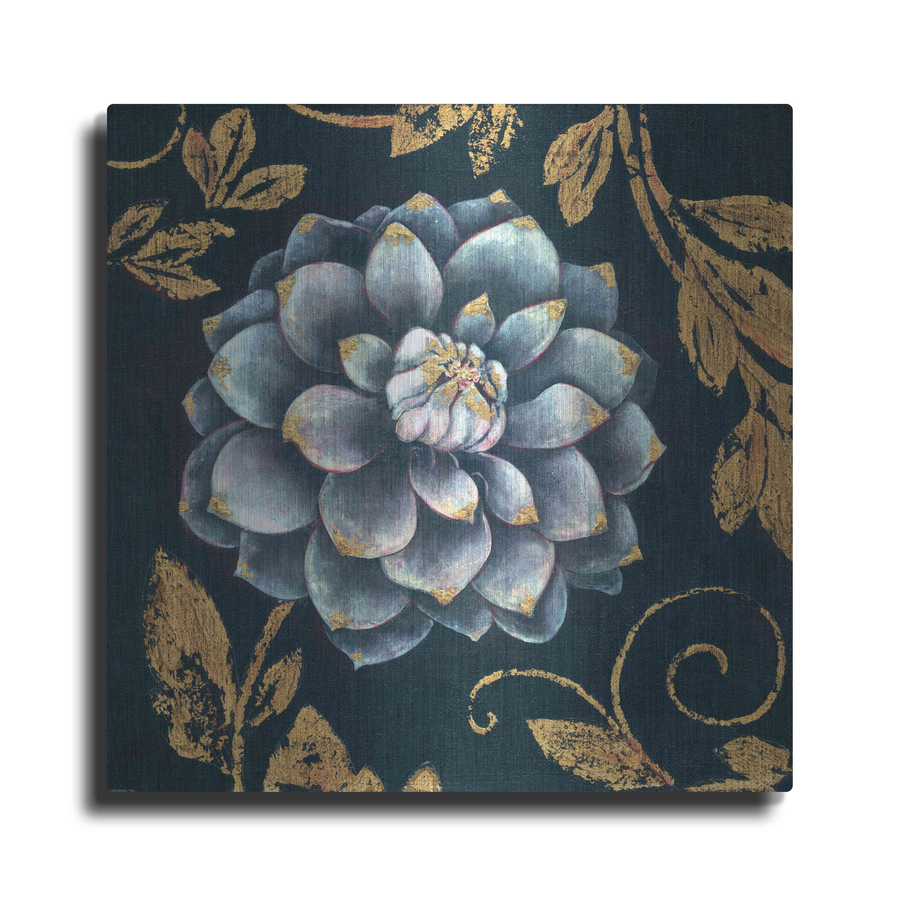 Luxe Metal Art 'Gold Tip Floral 1' by Jadei Graphics, Metal Wall Art ...