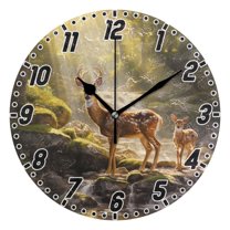 "12"" Farmhouse Wooden Deer Head Wall Clock, Vintage, Silent Non ...