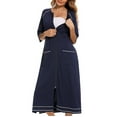 Wiyuqeen Women Robe Dress Cotton Solid Zipper Front 3/4 Sleeve Full ...
