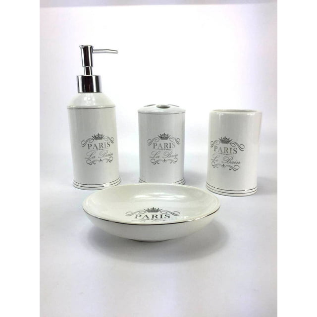 WPM 4 Piece Bathroom Accessory Set. White Classic French Provincial ...