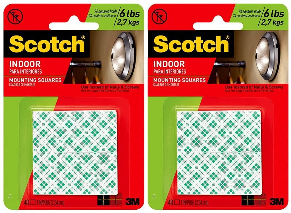 3M Scotch 311DC Heavy Duty 1-Inch Mounting Squares, 48 Count (2 Sets ...