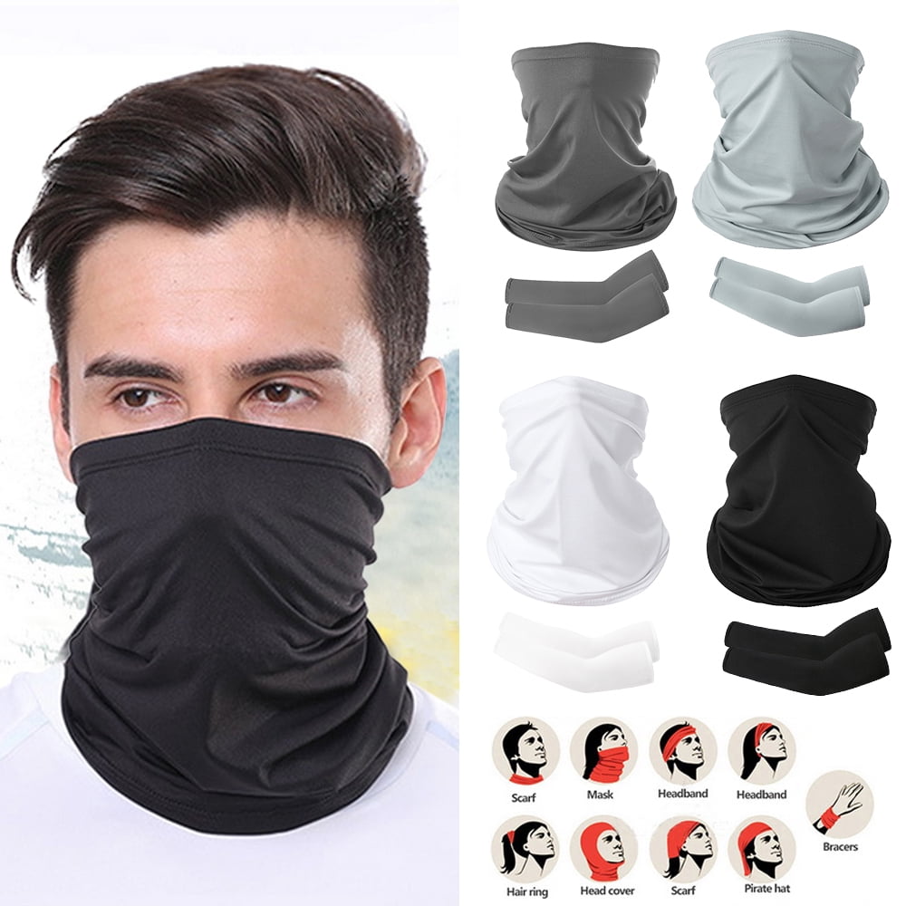 Neck Gaiter with Arm Sleeve Reusable Face Cover Scarf Bandanas for ...