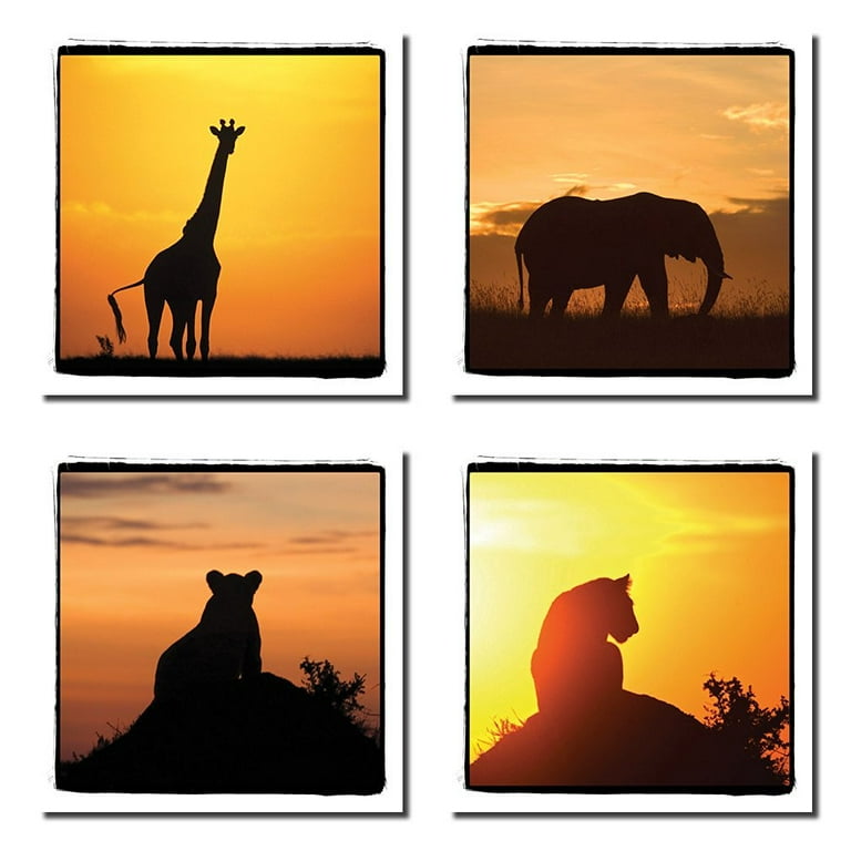African Animals Silhouette Painting