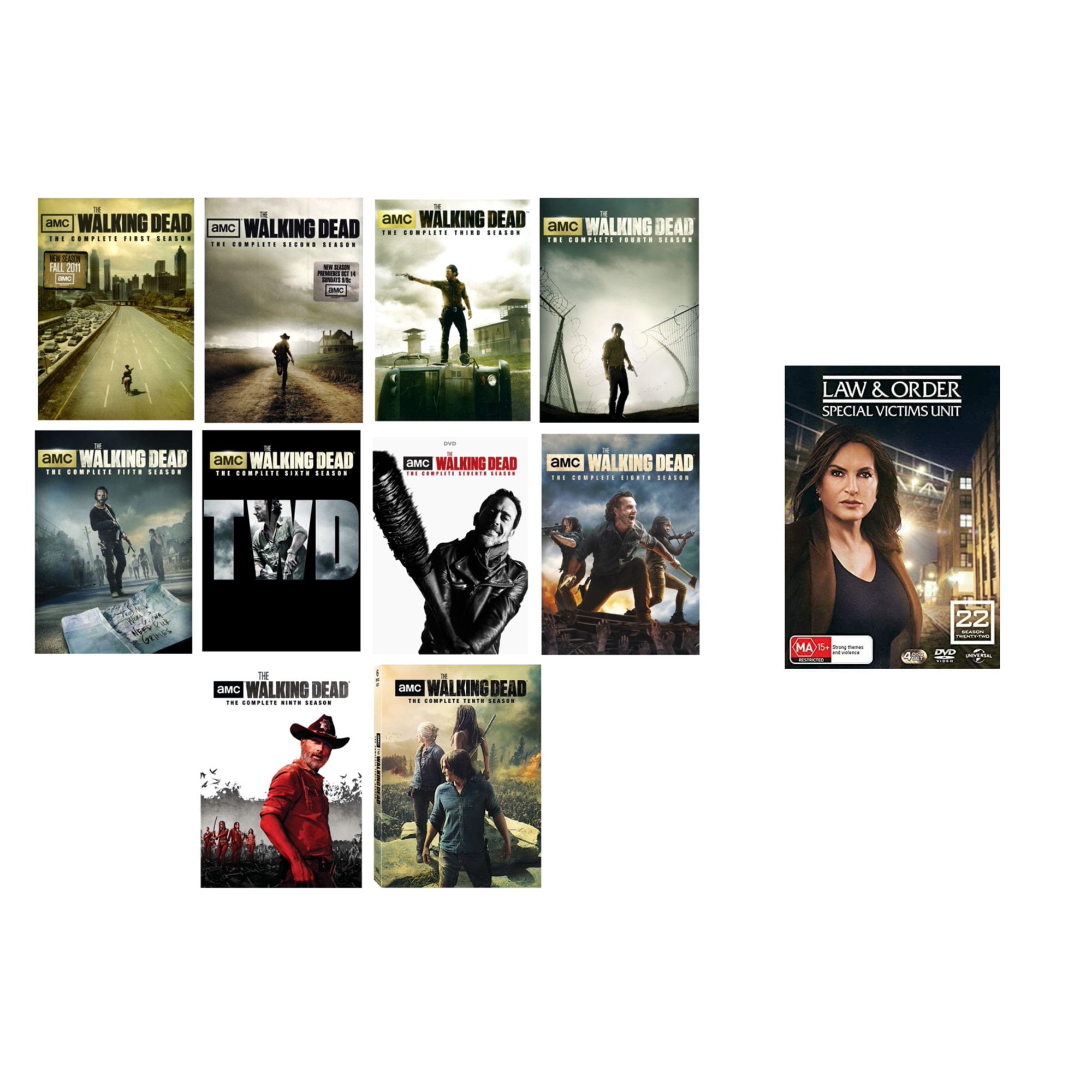 THE WALKING DEAD COMPLETE SERIES SEASONS 1-10 DVD + Law & Order SVU season 22 included - Walmart.com