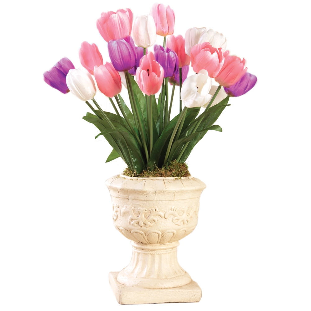 Collections Etc Springtime Tulip Bushel Artificial Maintenance-Free ...