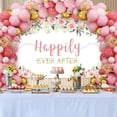Happily Ever After Backdrop Wedding Pink Rose Gold Flowers Background ...