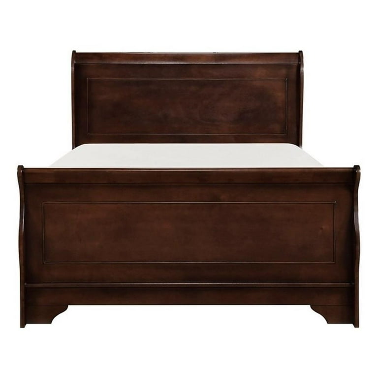 Wood Slat Bed Queen Cherry Sleigh