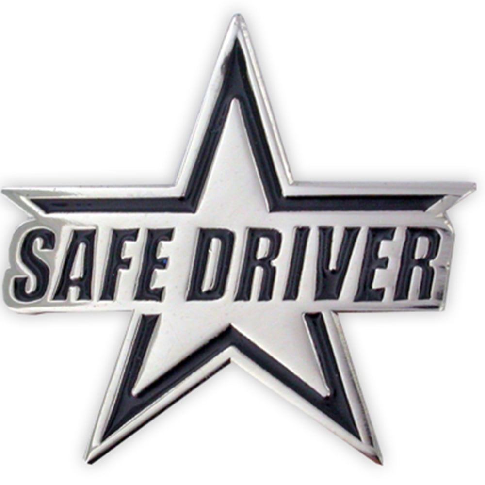 PinMart's Silver Plated Safe Driver Star Award Enamel Lapel Pin - Walmart.com