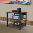 3-Tier AV Media Stand Audio-Video Media Stand with Wheels Corner Shelf ...