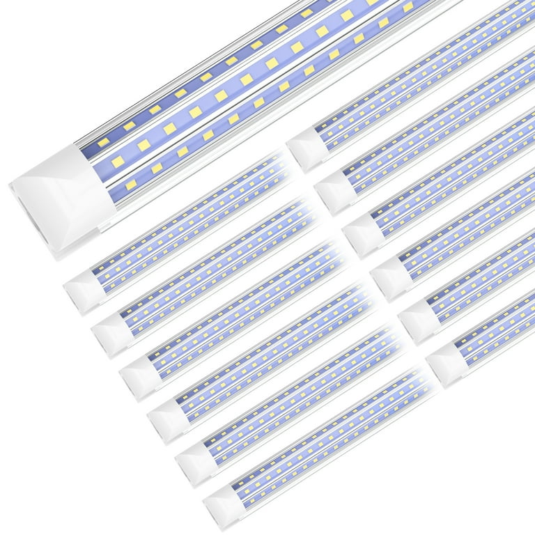 Dual Row T8 8ft LED Shop Light Fixture Linkable, 72w 6000K, 47% OFF