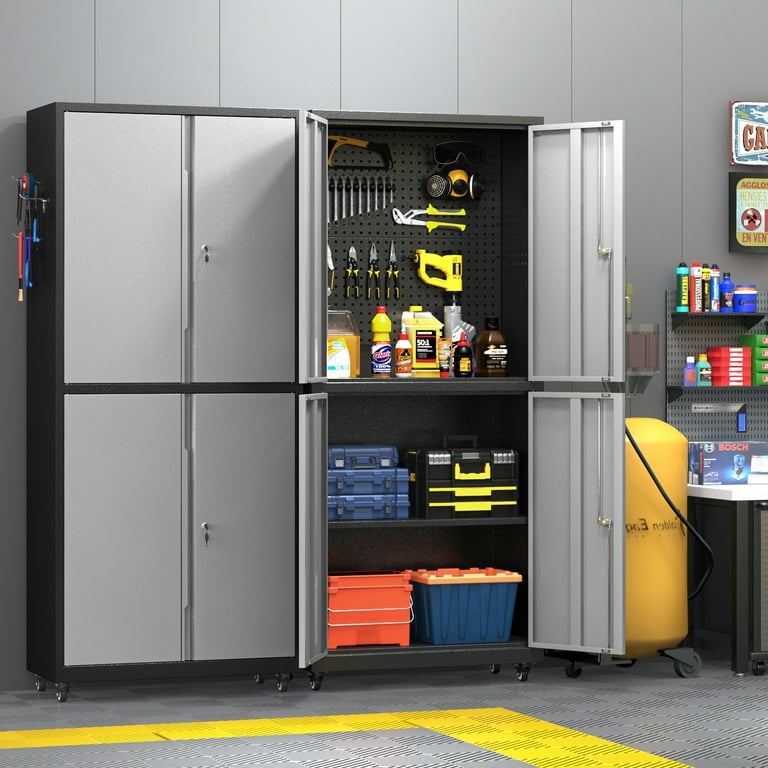 Locked Cabinet 72" Metal Storage Cabinet - Lockable Steel Garage ...