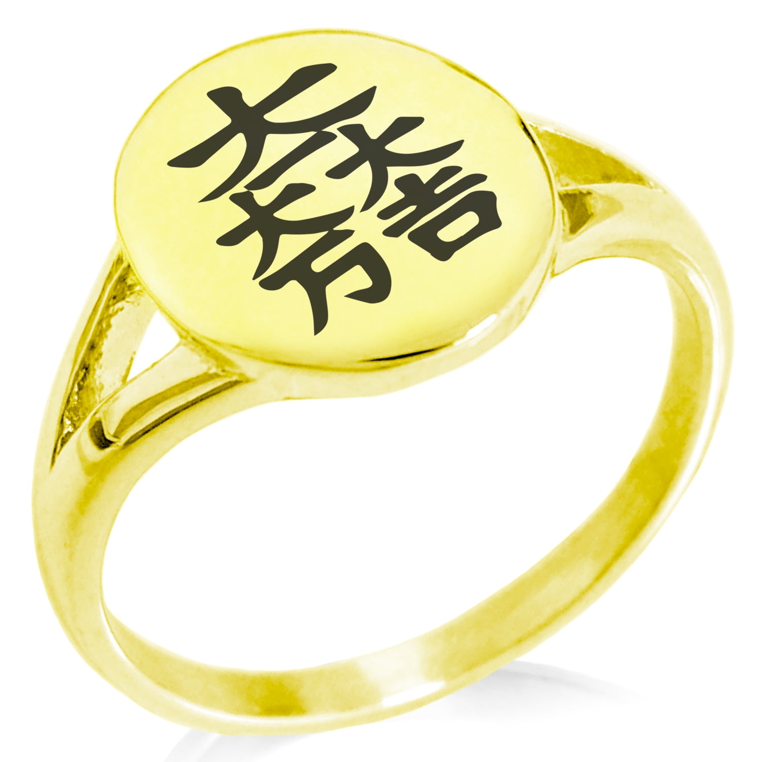 Stainless Steel Ishida Samurai Crest Minimalist Oval Top Polished ...